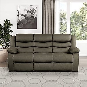 Lexicon Mabel Wall-Hugger Manual Double Reclining Sofa, Brown