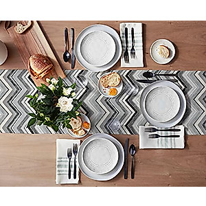 Big buy store Table Runner Gray Wave Striped Zig Zag Chevron Cotton Line Table Covers for Dinner Kitchen Wedding Indoor and Outdoor Parties Nordic Style Table Setting Decor -13 x 36 inch