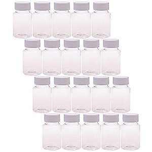 BLUECELL 20 Pieces Plastic Clear Empty Plastic Solid Powder Medicine Pill Cylindrical Chemical Container Reagent Bottle 80ml