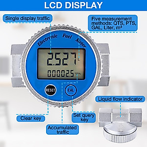 Copkim 2 Pcs Digital Turbine Flow Meter 1 in NPT Thread Water Flow Meter Electronic Fuel Meter Gas Oil Fuel Flowmeter, IPX7 Waterproof, Accuracy LCD Display Flow Meter for Diesel Kerosene Gasoline
