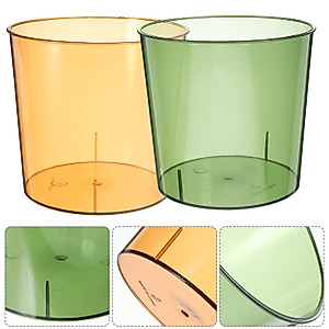MAGICLULU 2pcs Plastic Waste Basket Clear Round Trash Can Small Wastebasket Garbage Container Bin Trash Bin for Home Bathroom Bedroom Kitchen College Dorm Office Craft Room Orange and Green