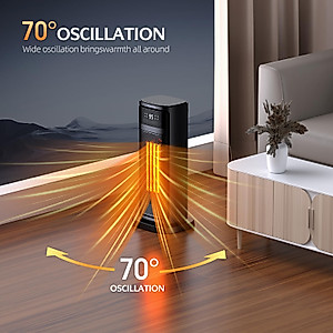 GIOFXY Indoor Space Heater, 1-12H Timer, Digital Display, 70°Oscillation, PTC Ceramic Electric Heating 1500W, Suitable for Office, Home.