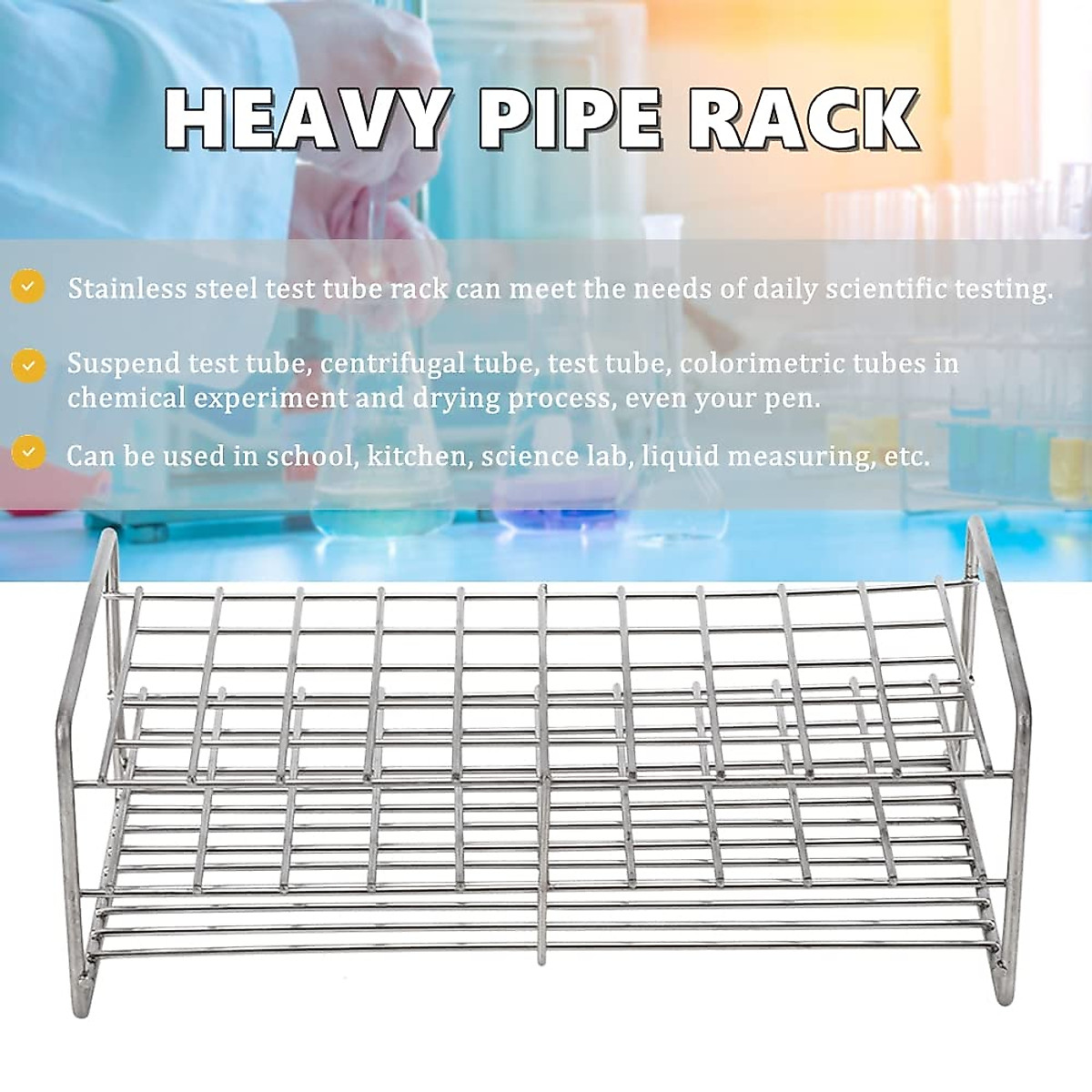 Test Tube Rack, Metal Test Tube Rack Square Hole Test Tube Stand with Handle for Laboratory