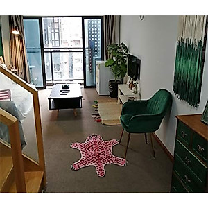 Pink Leopard Print Area Rug Faux Cowhide Cheetah Fur Skin Carpet Non-Slip Animal Printed Area Rug Throw Rugs Floor Carpet for Door Mat Bedrooms Room Decor (3.3x2.95Ft, Pink Leopard)