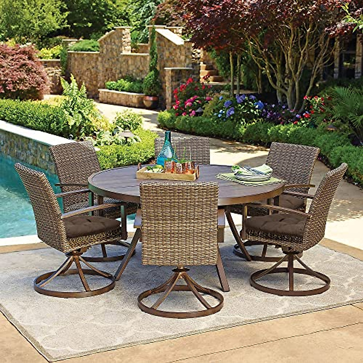 RACE LEAF 19" x 19" Patio Chair Seat Pads Brown - Outdoor/Indoor Patio Cushions Set of 2 - Replacement Cushions for Chairs and Seating - Olefin Seat Pads for Porch, Deck, and Garden Seats