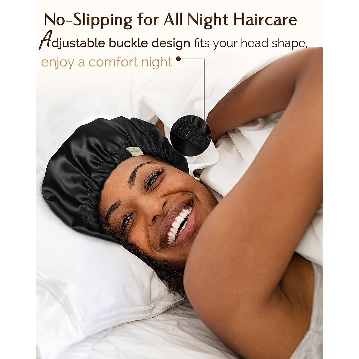 YANIBEST Satin Bonnet for Sleeping, Hair Bonnets for Women and Men, Double Layer Ajustable Silky Bonnet for Curly Braids Hair