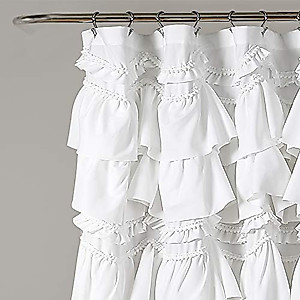 Lush Decor, White Kemmy Shower Curtain, 72" x 72"