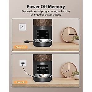 Molypet Automatic Cat Feeders with Timer - 4L Cat Food Dispenser of 6 Meals with 10S Voice Recorder and Desiccant Bag, Support Dual Power for Cats and Dogs