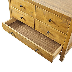 MUSEHOMEINC Rustic Wood with 5-Drawer Dresser,Storage Night Stand,Round Metal knobs,Rustic Oak Finish