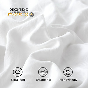 MILDLY Queen Pillowcases White - 100% Washed Microfiber Super Soft and Cozy Pillow Cases Set of 2 with Envelope Closure 20x30 Inches