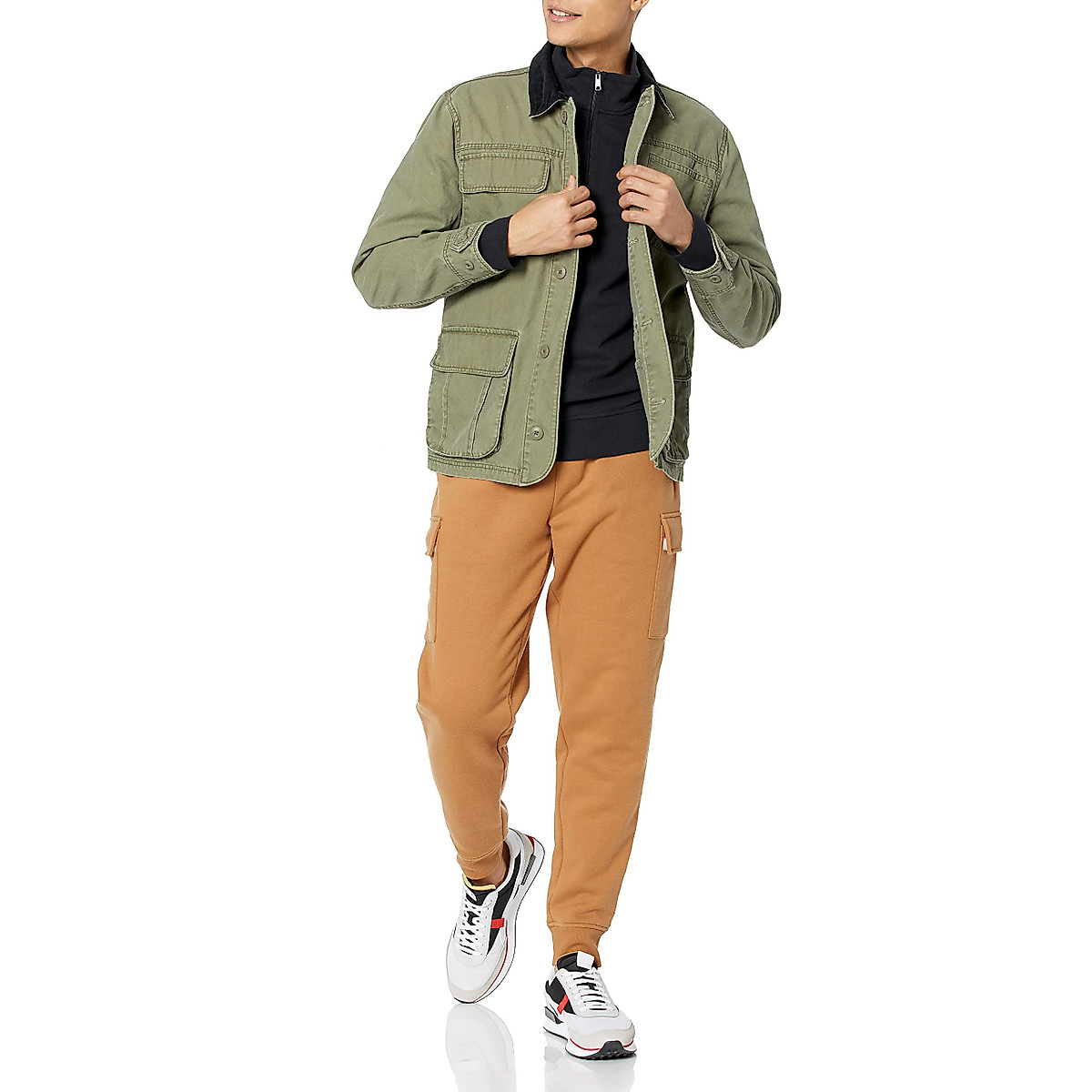 Amazon Essentials Men's Lightweight French Terry Quarter-Zip Mock Neck Sweatshirt, Black, XX-Large