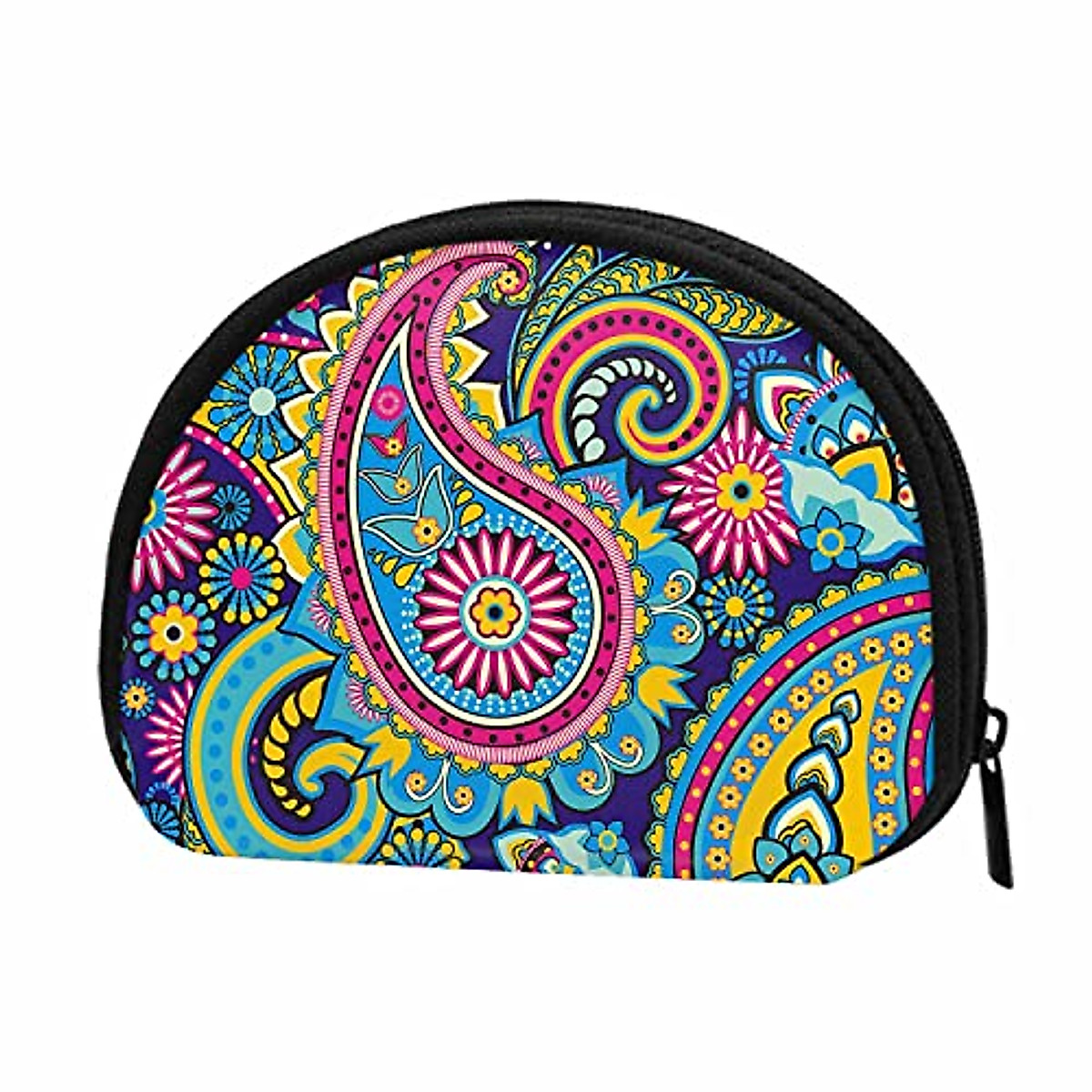 IBILIU Small Coin Purse Navy And Blush Fabric By The Yard Old Fashioned Eastern Floral Paisley Motif Vintage Mini Wallet Coin Pouch Change Purse For Women Men