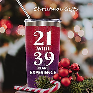 JERIO 60th Birthday Gifts for Women, Gifts For Women Turning 60, 60 Years Old Birthday Gifts for Her, Mom, Wife, Sister, Grandma, Friends 20oz Tumbler Glitter Red