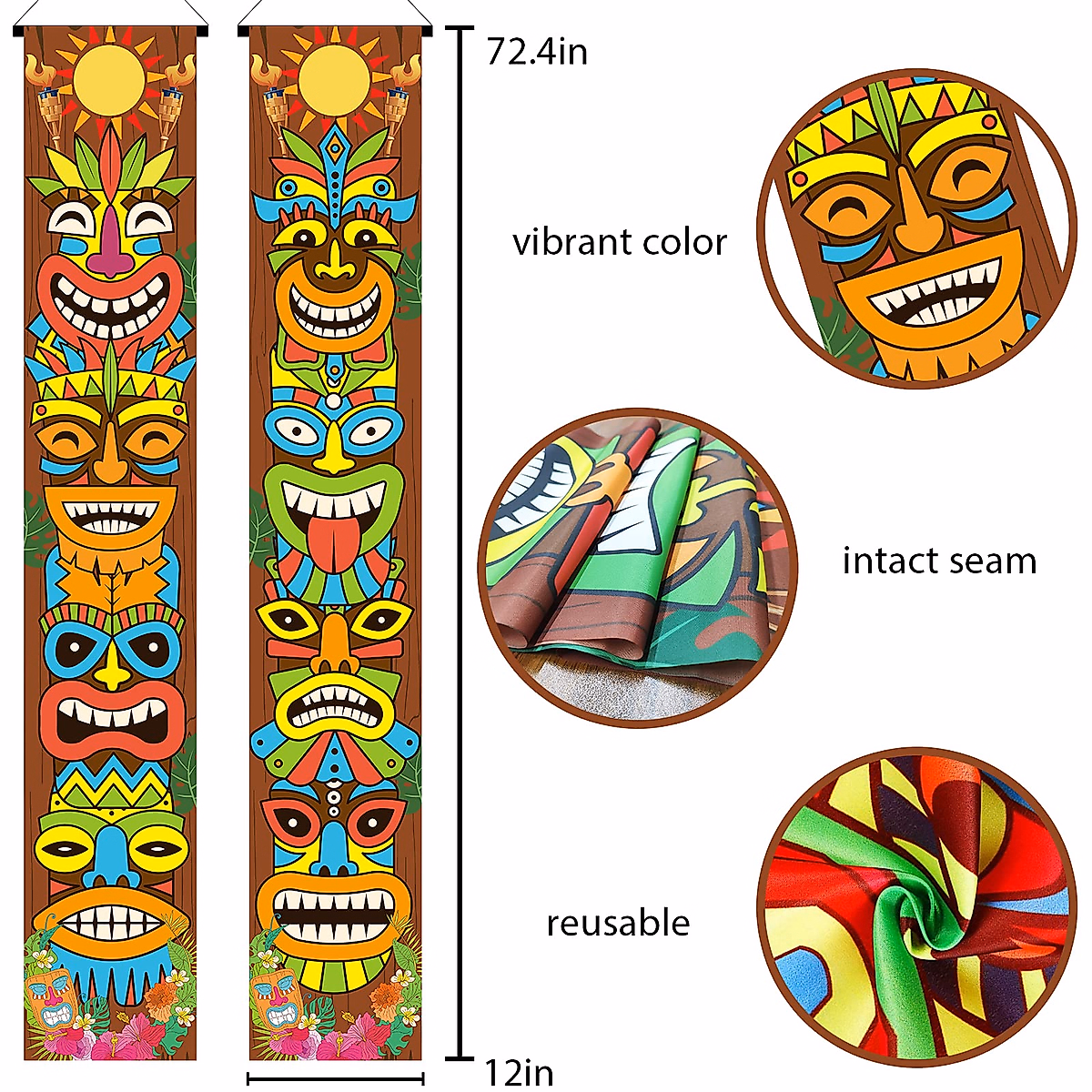 Hawaiian Luau Party Decoration Supplies, Tiki Totem Door Banner Sign for Aloha Hawaii Luau Tropical Moana Birthday Party Decorations, Tiki Decorations Outdoor