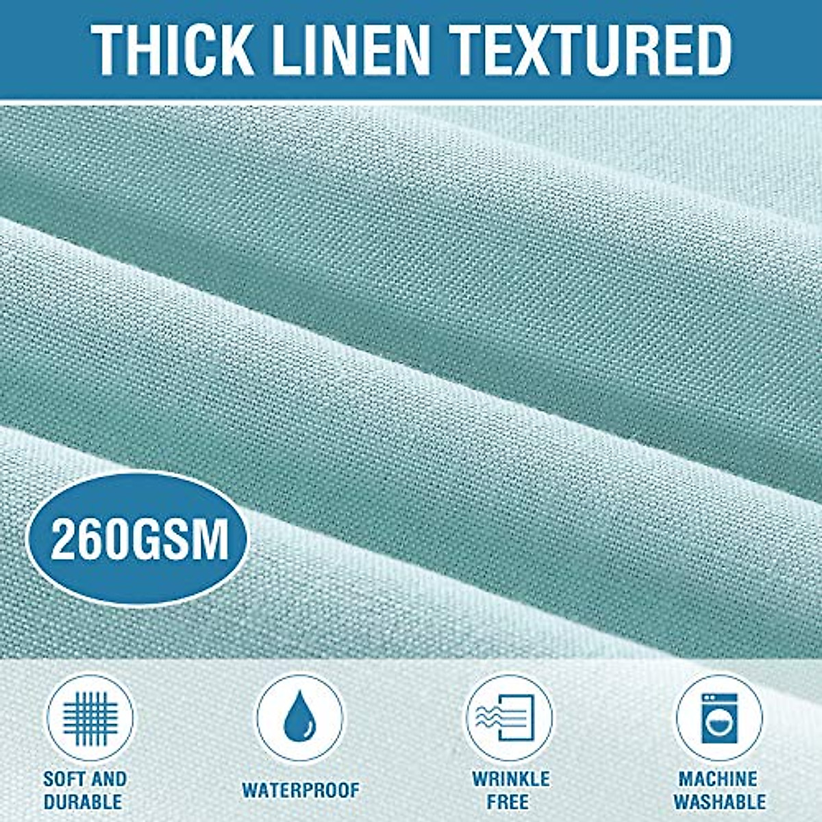 H.VERSAILTEX Linen Textured Table Cloths Round 60 Inch Premium Solid Tablecloth Spill-Proof Waterproof Table Cover for Dining Buffet Feature Extra Soft and Thick Fabric Wrinkle Free, Aqua