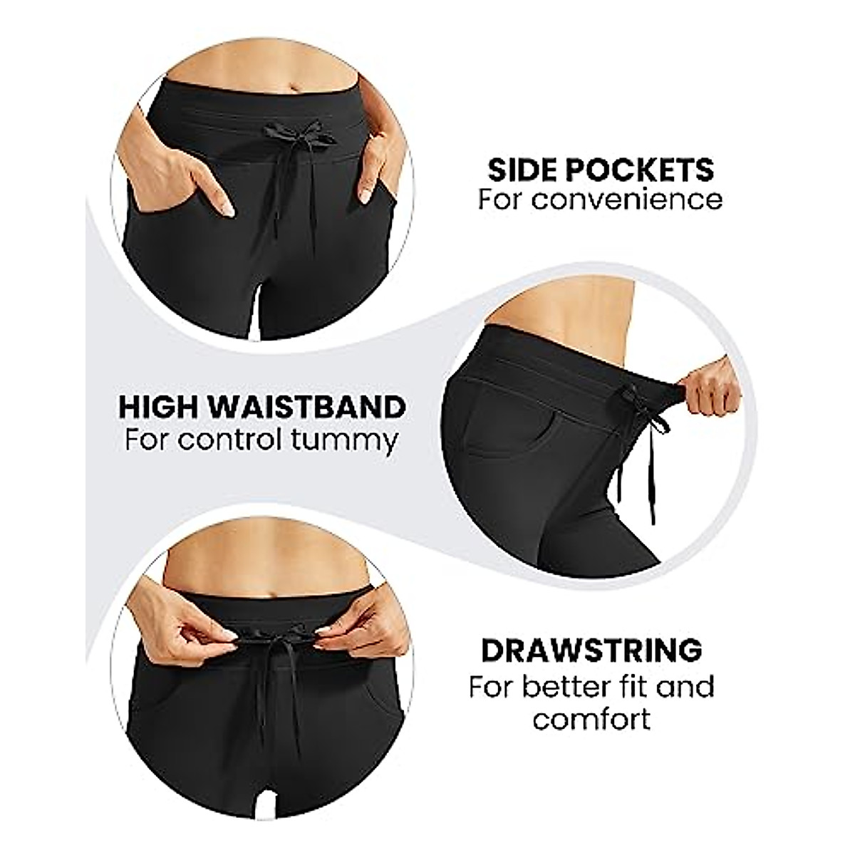 Promover Fleece Lined Women Flare Yoga Pants with Pockets Winter Warm Bootcut Pants(Black,M)