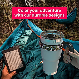 for YETI Handle 30 oz Tumbler, Compatible for YETI 30 oz Tumbler Handle, Cute Floral Design, Black, 1 Pack