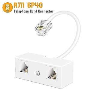 Uvital Two Way Telephone Splitters, Male to 2 Female Converter Cable RJ11 6P4C Telephone Wall Adaptor and Separator for Landline (White, 2 Pack)