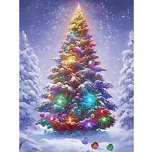 Christmas Diamond Painting Kit for Adults - Winter Christmas Scenery Diamond Art for Beginners - Diamond Gemstone Art Painting for Home Bedroom Wall Decoration (16x20inch)