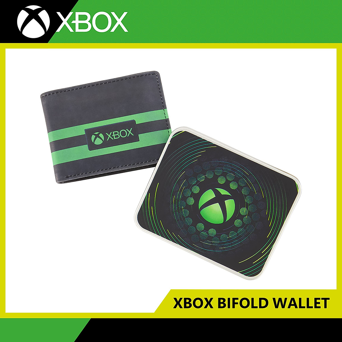 Concept One Microsoft Xbox Bifold Wallet, Slim Wallet with Decorative Tin for Men and Women, Multi