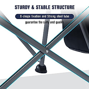 Homcosan Portable Camping Chair Folding Quad Outdoor Large Heavy Duty Support 330 lbs Thicken 600D Oxford with Padded Armrests, Storage Bag, Beverage Holder, Carry Bag for Outside(Blue)