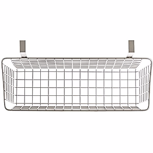 Nicunom 2 Pack Larger Grid Storage Baskets with Hooks, 15.4 inch Over Cabinet Door Organizer, Champagne Wire Basket Hanging Organizer Steel Wire Sink Organization for Kitchen & Bathroom