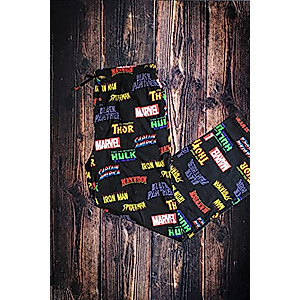 Marvel Classic Comic Logo Pajama Lounge Sleep Pants for Men (X-Large) Black