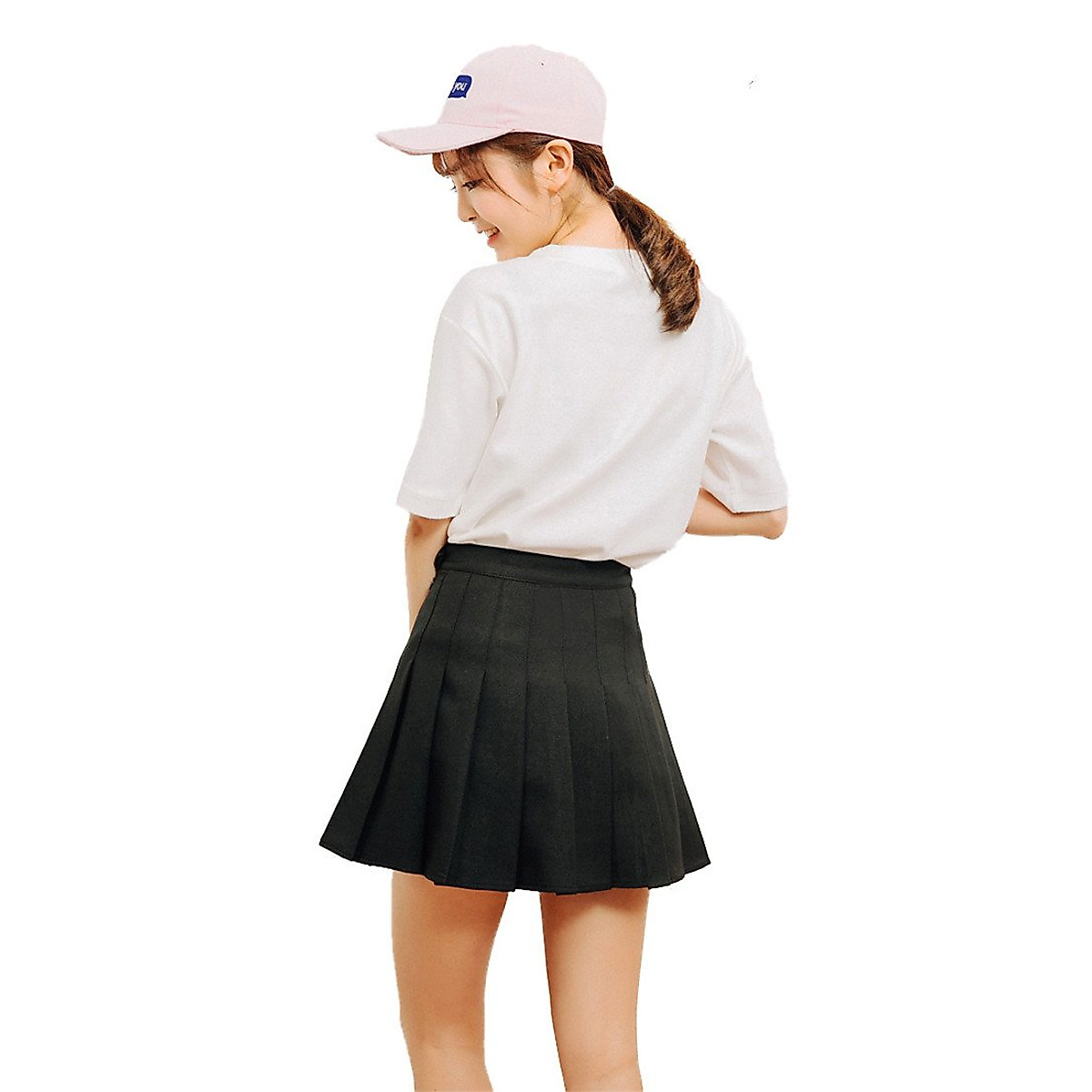 Beautifulfashionlife Girl`s High Waist Solid Pleated Mini Slim Single Tennis dress Skirts (XS, Black)