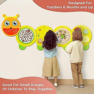 Monläurd® Caterpillar Montessori Busy Board,Sensory Board,Educational Toys,Activity Cube,Wall Toys,Daycare Furniture,Playroom Furniture,Interactive Toys,Wooden Toys,Learning Toys,Boys and Girls 6 M+