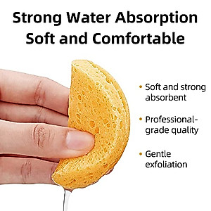 60-Count Compressed Facial Sponges|100% Natural Kickleen Cellulose Cosmetic Spa Sponges for Daily Facial Cleansing|Makeup and Mask Removal | Exfoliating | Skin Massage | Pore Exfoliation (Yellow)