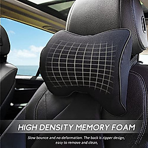 ZATOOTO Car Neck Pillow Memory Foam - Head Restraint Diamond Bling Neck Pain Relieved Cervical Support Black Seat Headrest Driving Adjust Height YB-Black