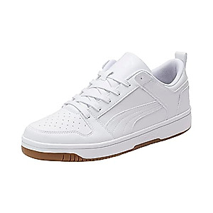 Puma Men's Rebound Layup Low Speckle Sneaker, Puma White White, 10.5