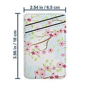 Diascia Pack of 2 - Cellphone Stick on Leather Cardholder ( Lovely Blossom Cherry Texture Pattern Pattern ) ID Credit Card Pouch Wallet Pocket Sleeve