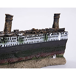 IBWell 15 inch Large Ship Wreck Resin Aquarium Castle Decorations Fish Tank Ornaments