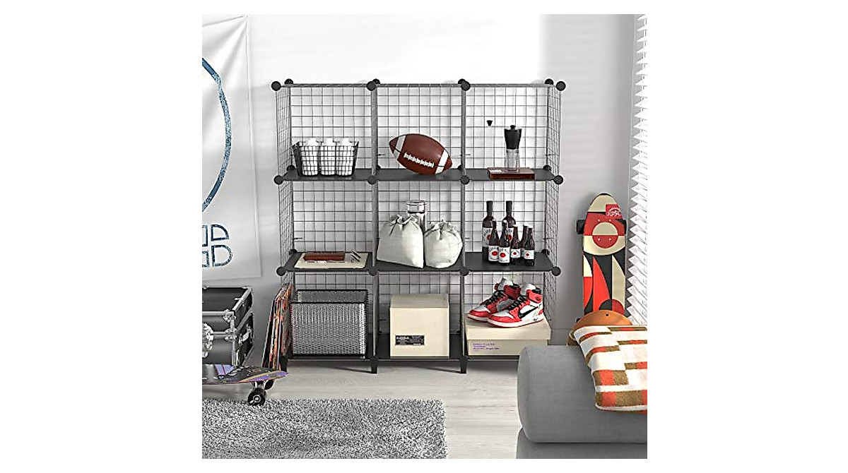 SIMPDIY Gray Storage Rack - 9 Cube Bookshelf Organizer