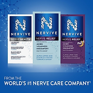 Nervive Nerve Health, with Alpha Lipoic Acid, to Fortify Nerve Health and Support Healthy Nerve Function in Fingers, Hands, Toes, & Feet*, ALA, Vitamins B12, B6, & B1, 30 Daily Tablets