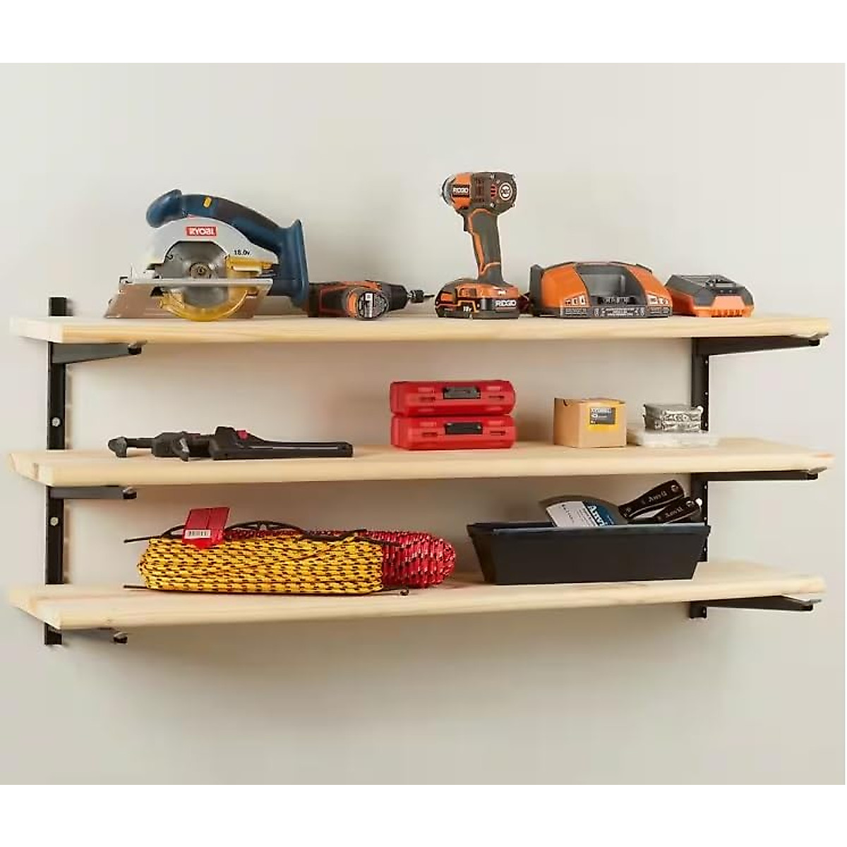 Everbilt Heavy-Duty Matte Black Wall Mounted 3-Tier Storage Rack