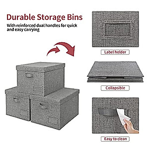 GRANNY SAYS Bundle of 3-Pack Fabric Storage Bins with Lid & 3-Pack Rectangle Lidless Storage Bins