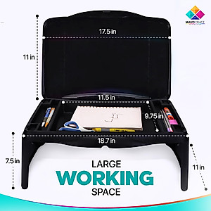Folding Lap Desk, Laptop Desk, Breakfast Table, Bed Table, Serving Tray - The lapdesk Contains Extra Storage Space and dividers & Folds Very Easy, Great for Kids, Adults, Boys, Girls (Black)