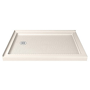 DreamLine SlimLine 36 in. D x 60 in. W x 2 3/4 in. H Left Drain Double Threshold Shower Base in Biscuit, DLT-1036601-22