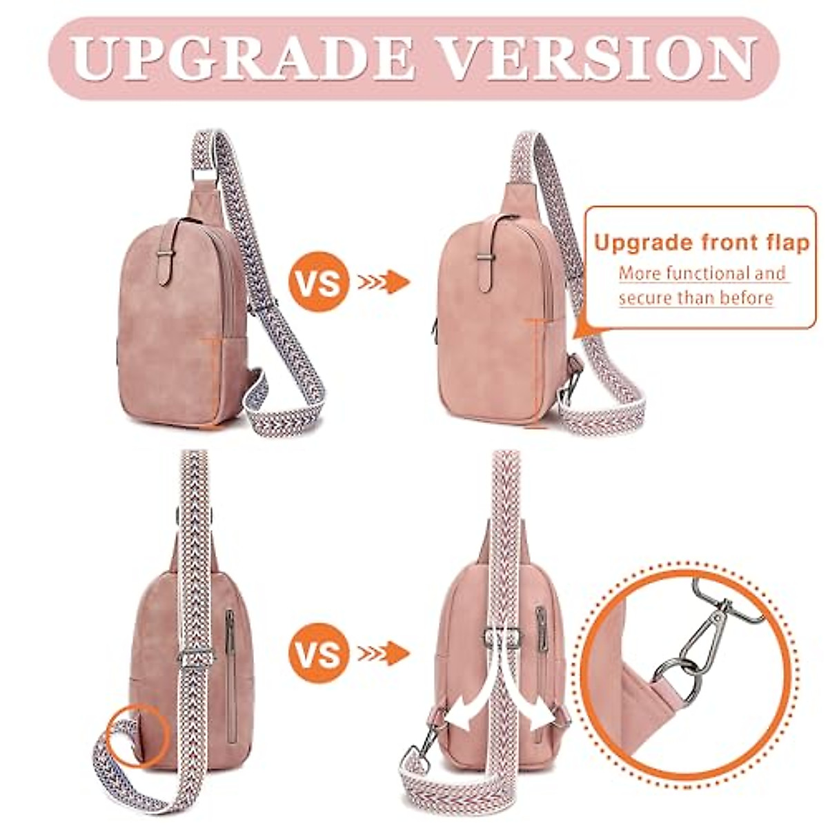 Love Deliver Crossbody Bags for Women Daypack Sling Bag Leather Chest Bag for Traveling With a Pendant