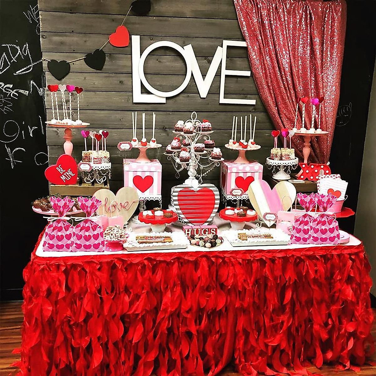 Valentine Cellophane Bags Heart Treat Bags - Happy Valentine's Day Gift Bags with Twist Ties Sweet Party Goodie Bags for Candy, Food,Soap, Cookie, Valentine Chocolates