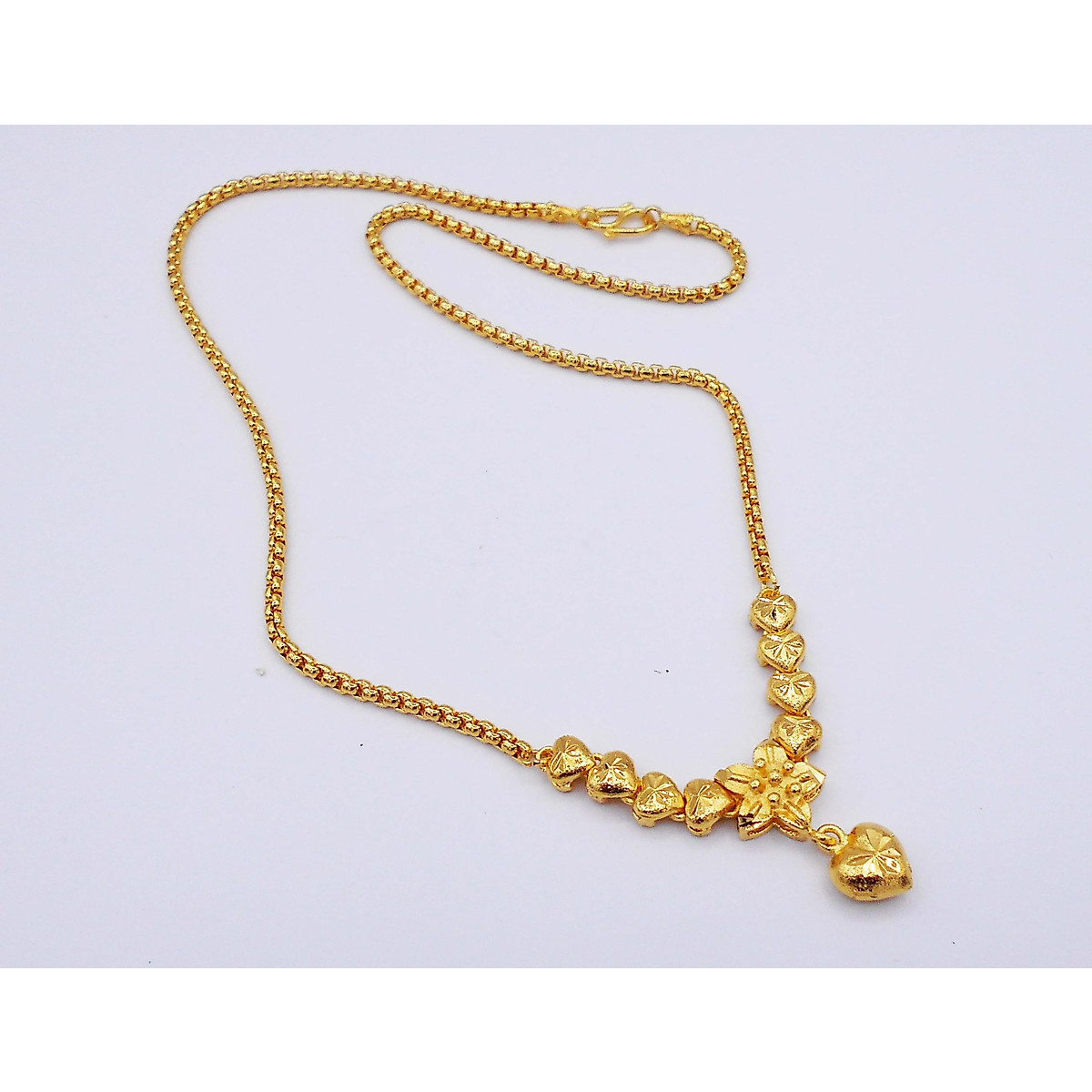 arrawana77 Flower 24k Thai Baht Yellow Gold Plated Filled Necklace Jewelry