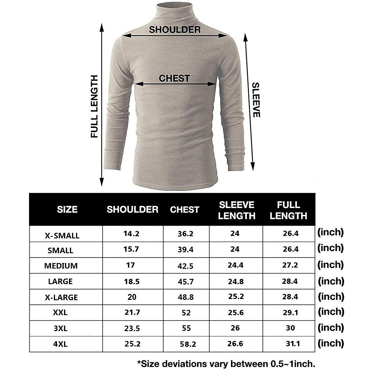 SERHOM Black Turtleneck Men Cotton Long Sleeve Mock Turtleneck for Men Thermal Underwear, M