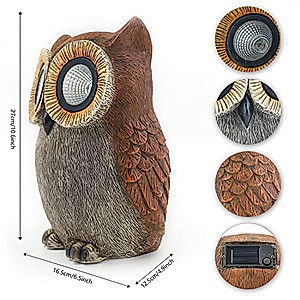 DKJOCKY Owl Garden Statues Outdoor Decor with Solar LED Lights - Cute Owl Figurines Garden Gifts Yard Art Sculptures for Outside, Patio, Backyard, Garden Decorations, Lawn Ornaments