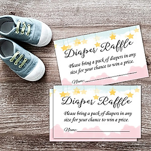 Antgiftshop Little Star Baby Shower Diaper Raffle Cards, Twinkle Little Star Diaper Raffle Ticket, Gender Neutral Baby Shower Girl or boy Diaper Raffle Tickets.