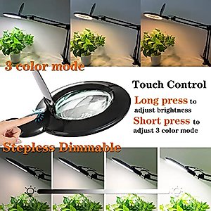 HITTI 10X Floor Magnifying Glass with Light 3-in-1 Super Bright 2200 Lumens Magnifier with Light and Stand, 3 Color Modes Stepless Dimming, Swing Arm LED Magnifying Floor Lamp for Esthetician Craft