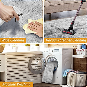 Soft Area Rugs for Living Room 5.2 x 7.5Ft Fluffy Fuzzy Shag Shaggy Carpet Modern Plush Bedroom Rug, Non-Slip Plush Fluffy Furry Fur Rugs for Living Room Bedroom Home Decor