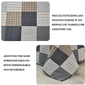 Y-PLWOMEN Quilt Set King Size, 100% Cotton Quilt Bedding Set, Patchwork Plaid Quilted Bedspread, Lightweight Reversible King Comforter Set for All Season, Grey/Brown/White/Black, 3-Pieces