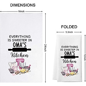 TSOTMO Oma Gift Oma Everything is Sweeter in Oma’s Kitchen Grandma Kitchen Towel Dish Towel (Sweeter OMA)